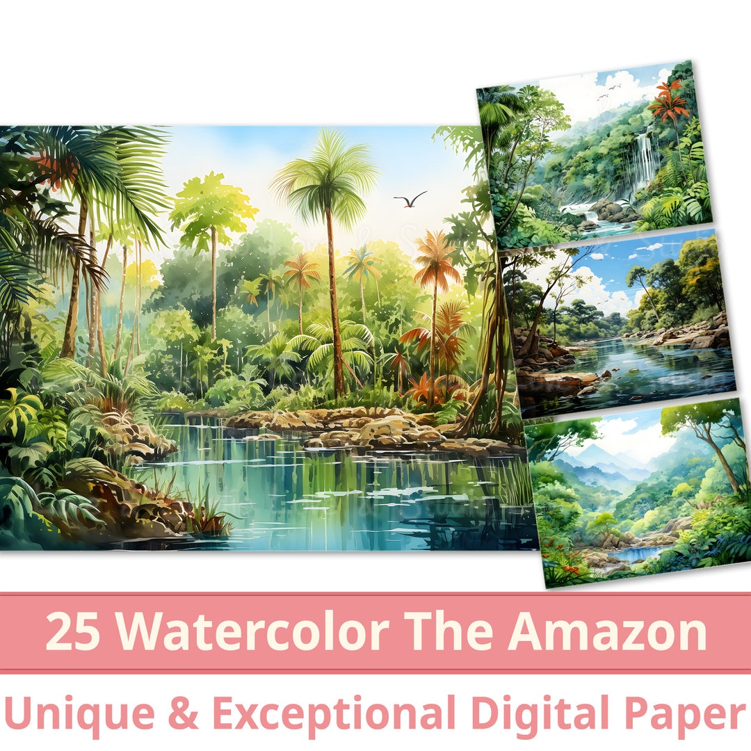 25 the Amazon Rainforest Digital Paper, Watercolor Tropical South ...