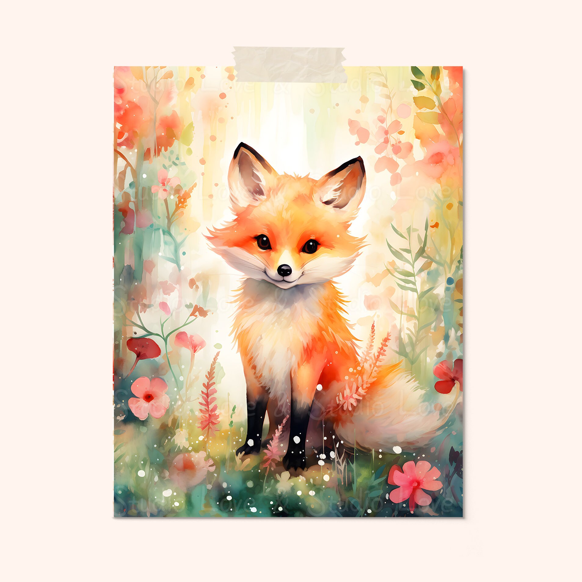 25 the Fox in Woodland Clipart, Watercolor Adorable Animal in the ...