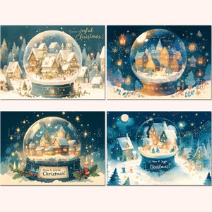 25 Sparkling Snow Globe Digital Paper, Winter Wonderland Christmas ...