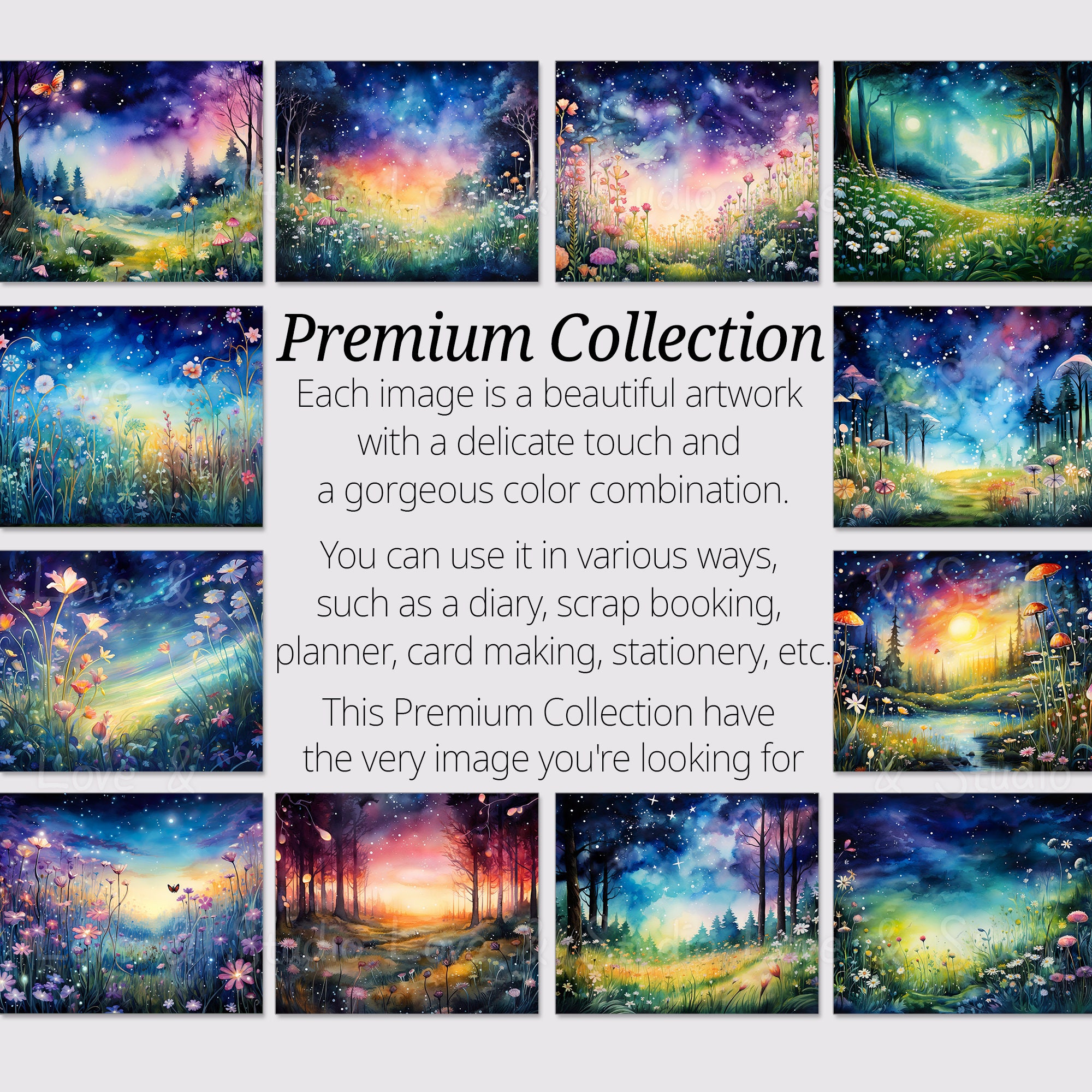 25 Fairy Wonderland Digital Paper, Printable Watercolor Magical Fairy ...