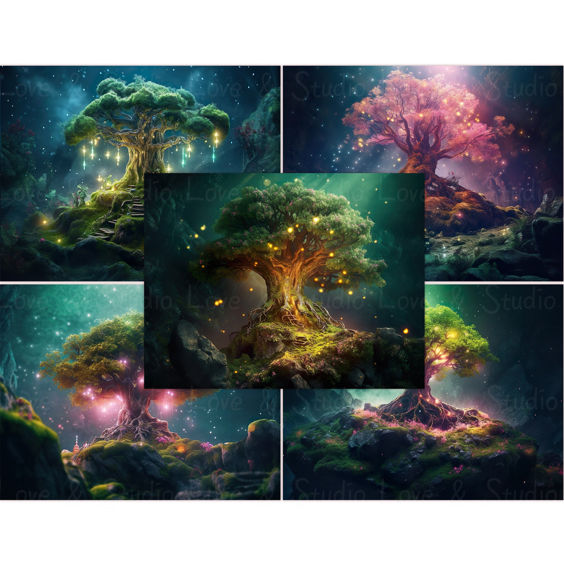 25 Enchanted Fantasy Tree Digital Paper Printable Mysterious - Etsy