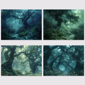 25 Enchanted Forest Digital Paper, Printable Fantasy Background ...