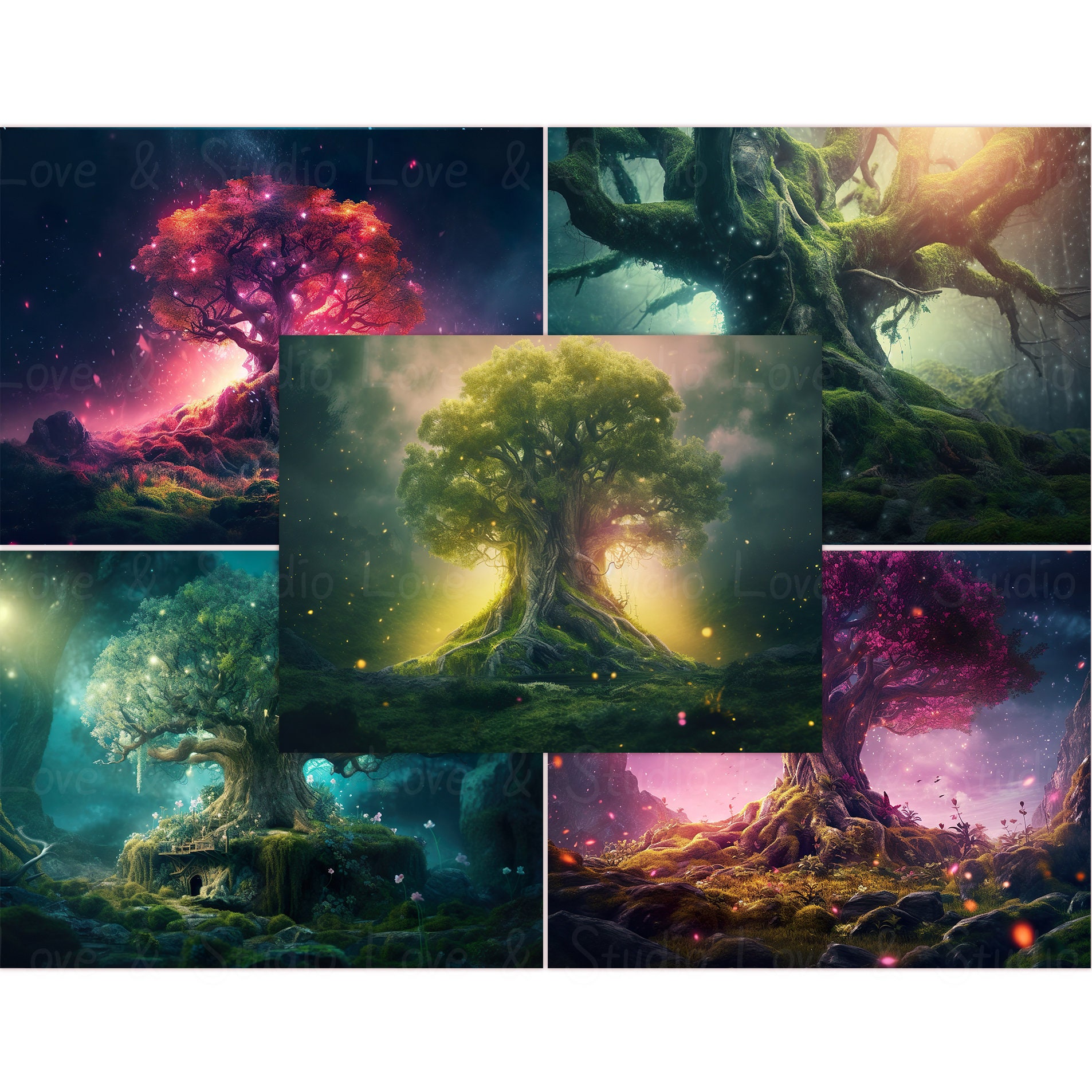 25 Enchanted Fantasy Tree Digital Paper Printable Mysterious - Etsy