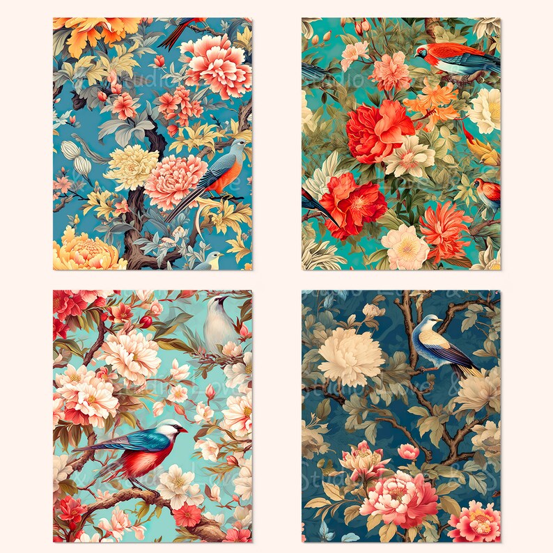 50 Chinoiserie Pattern Seamless Pattern, Vintage Oriental Birds and ...
