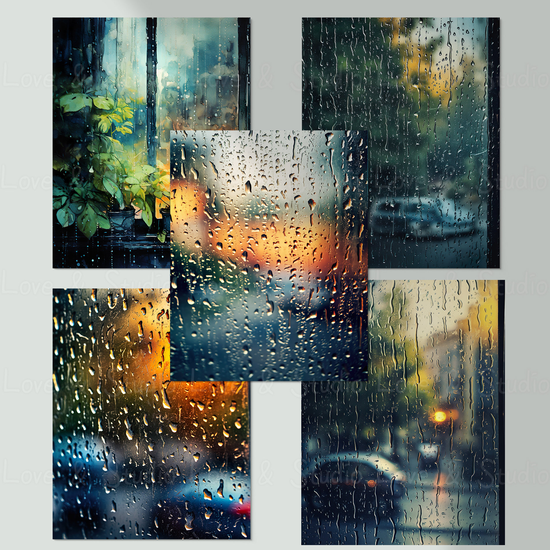 25 Raindrops on the Window Photo Digital Paper, Realistic Rain ...