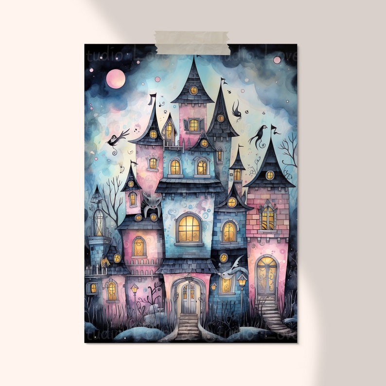25 Pastel Haunted House Digital Paper Soft Pastel Shade - Etsy