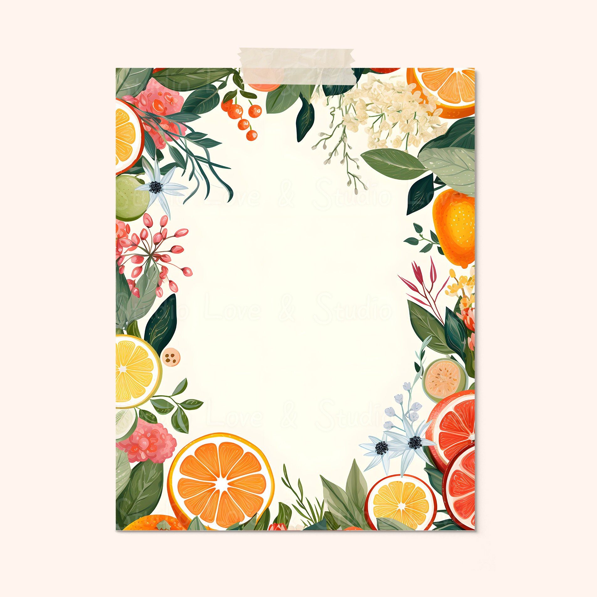 25 Fruits Pattern Printable Letter Paper Watercolor Page - Etsy
