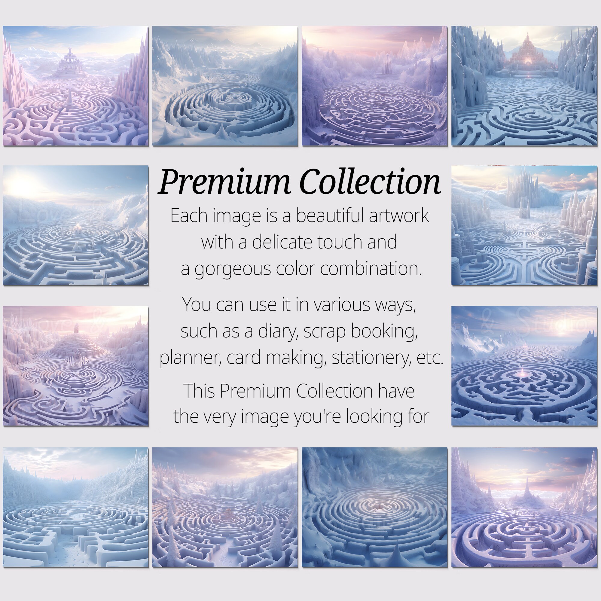 25 Snowy Labyrinth Digital Paper Printable Fantasy Maze - Etsy