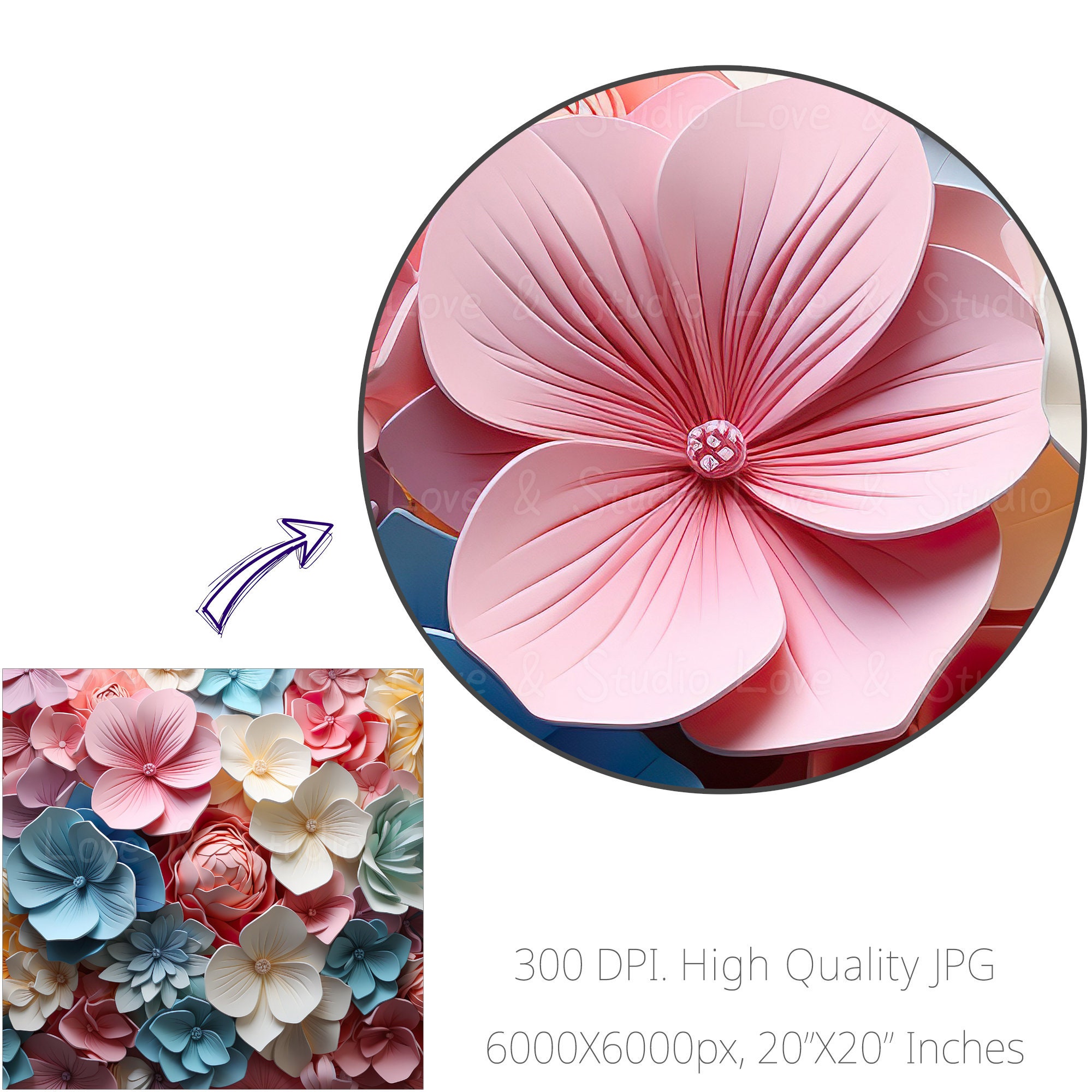 25 3D Floral Digital Paper Hydrangea Flower Medley - Etsy