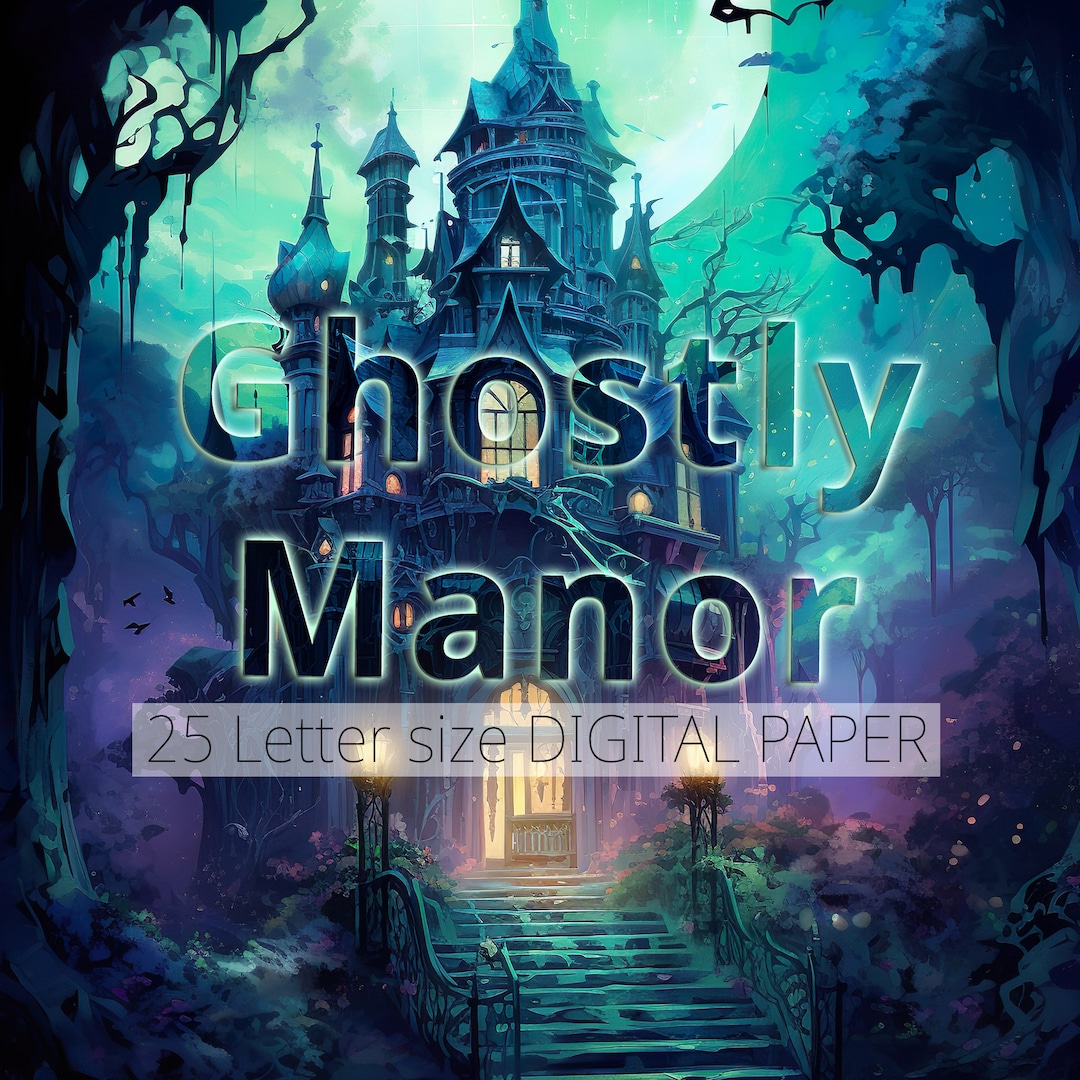 25 Ghostly Manor Digital Paper, Printable Watercolor Halloween Party ...
