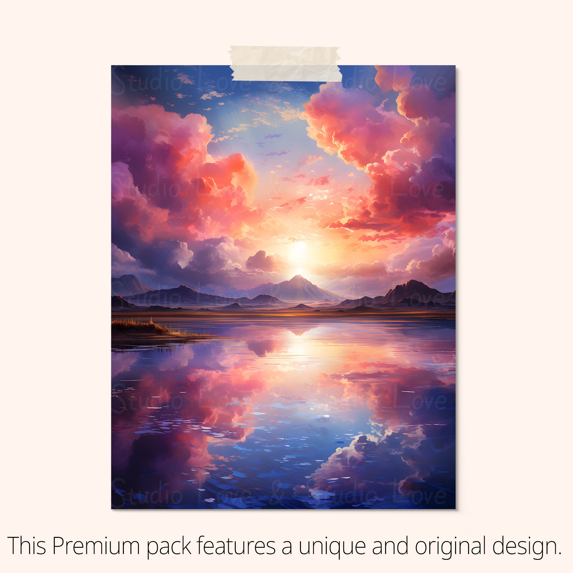 25 Watercolor the Sunset Sky Digital Paper. Fantastic Cloudy Heaven ...