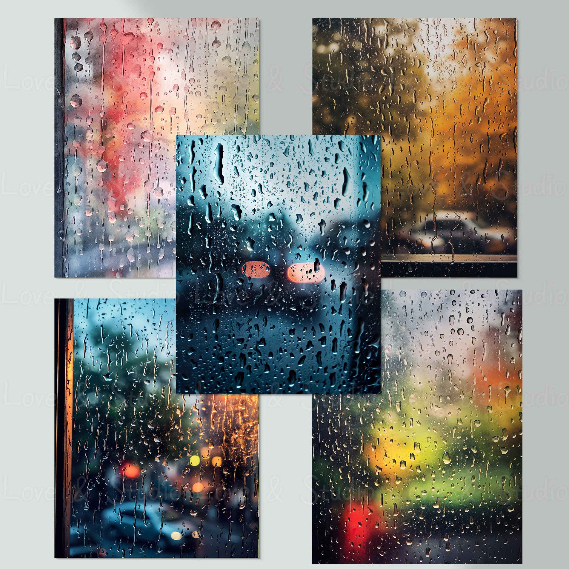 25 Raindrops on the Window Photo Digital Paper, Realistic Rain ...