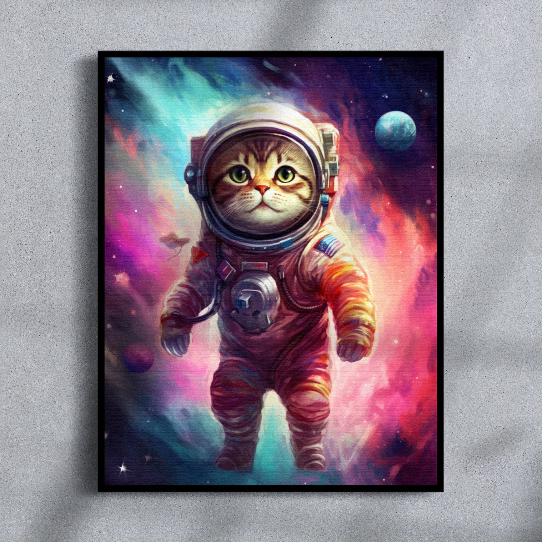 Astronaut CAT Wall Art E06. an Adorable Cat Print Digital Download, Cat ...