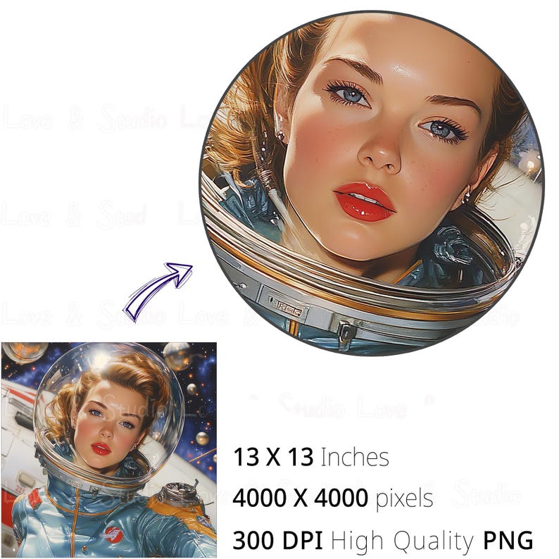 25 Vintage Pin up Astronaut Digital Paper, Vintage Space Exploration ...
