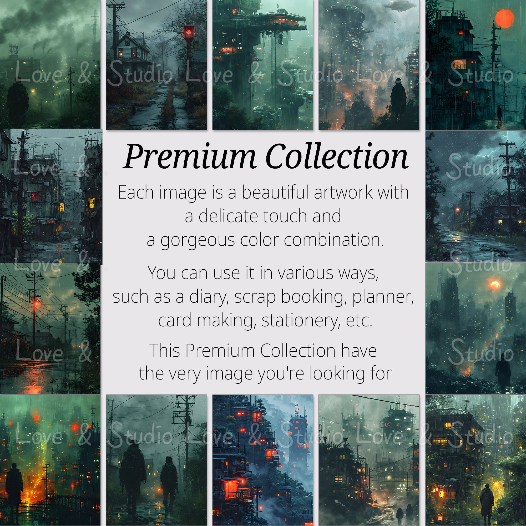 25 Dystopian Suburb Digital Paper, Printable Dystopian Futurescape ...