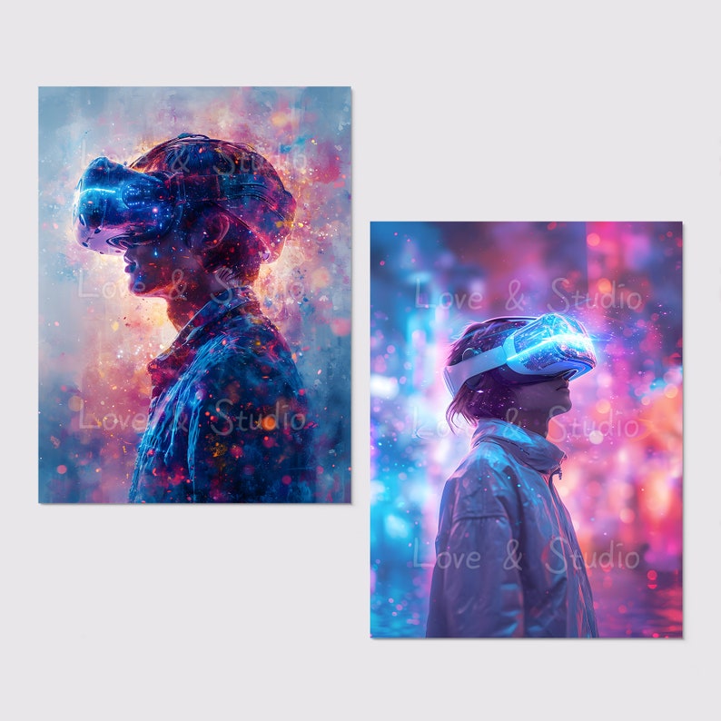 25 Virtual Reality Hub Digital Paper, Printable Sci-fi Futuristic ...