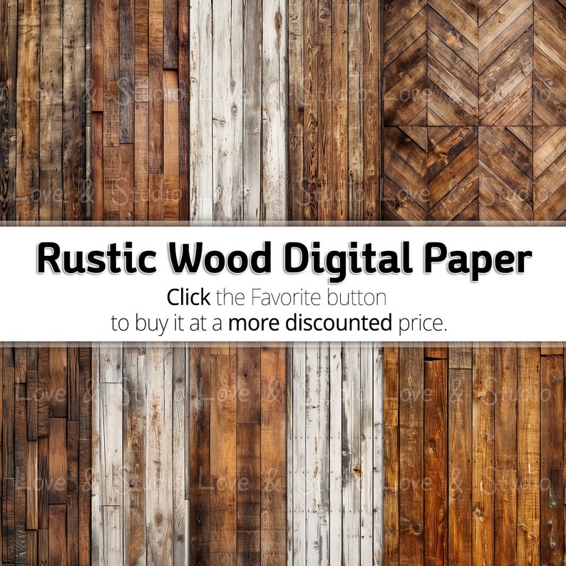 50 Rustic Wood Panel Digital Paper Packages, Real Wood Texture, Old ...