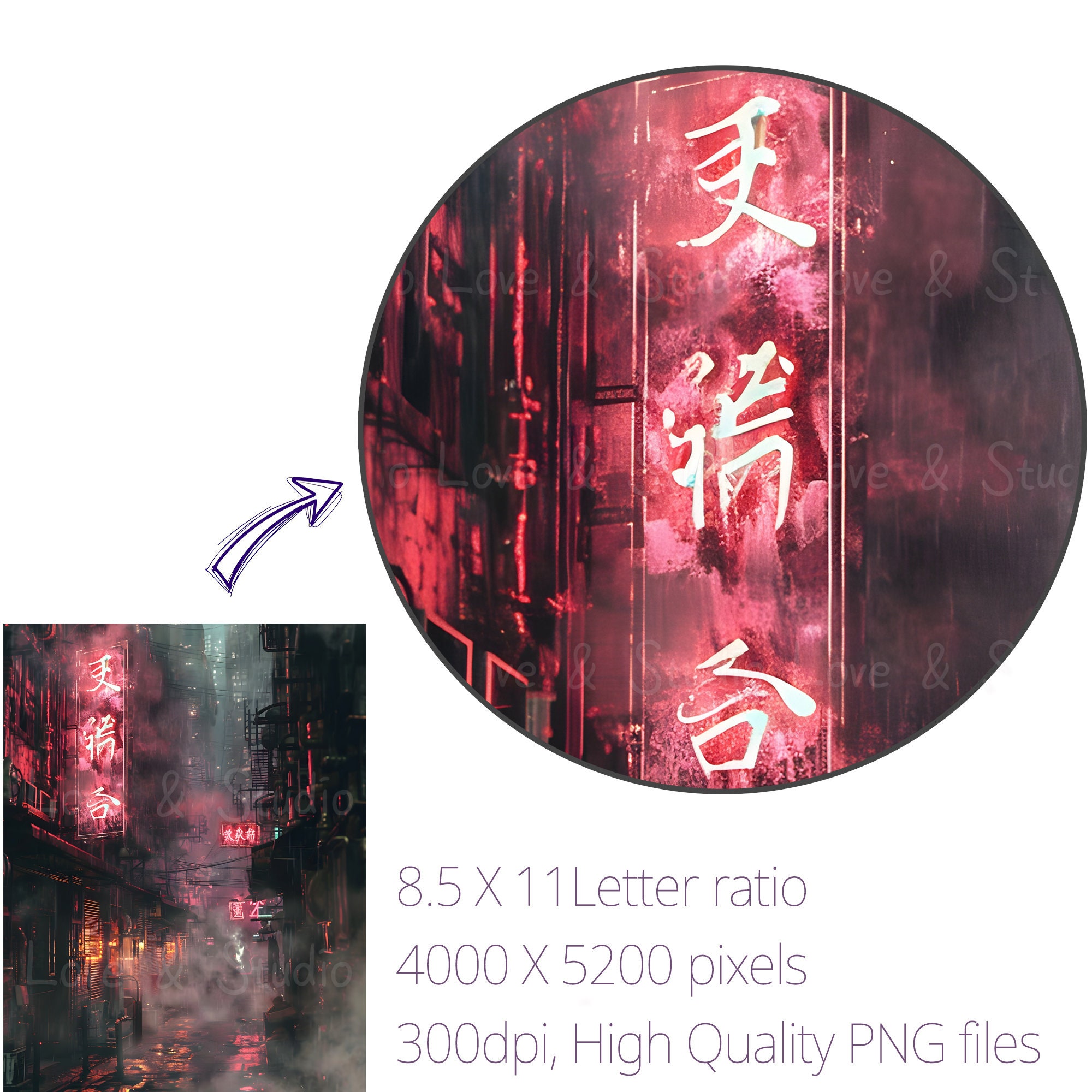 25 Tech Noir Alleyways Digital Paper, Printable Dystopian Futurescape ...