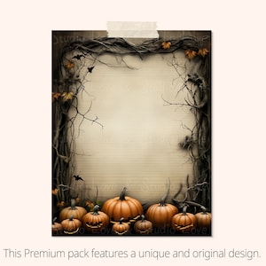 25 Pumpkins and Bats Printable Letter Paper, Halloween Page Border ...