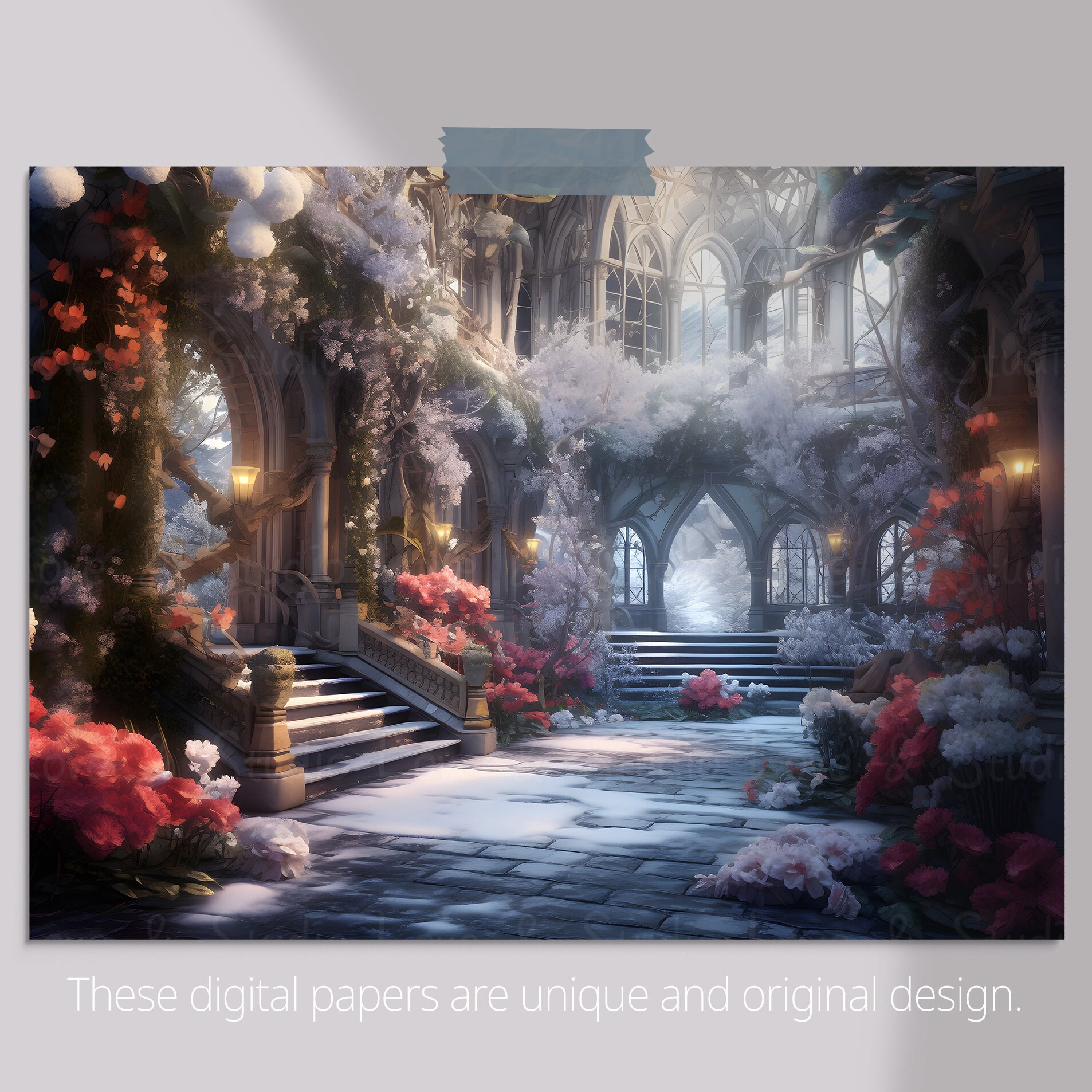 25 Enchanted Winter Garden Digital Paper, Printable Fantasy Enchanted ...