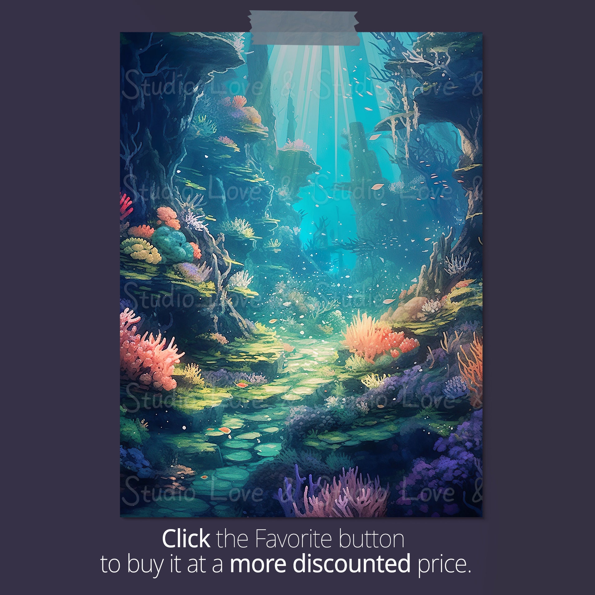25 Enchanted Fantasy Coral Reef in the Sea Digital Paper, Printable ...