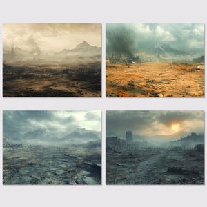 25 Desolate Wasteland Landscape Digital Paper, Dystopia Futuristic Pic ...