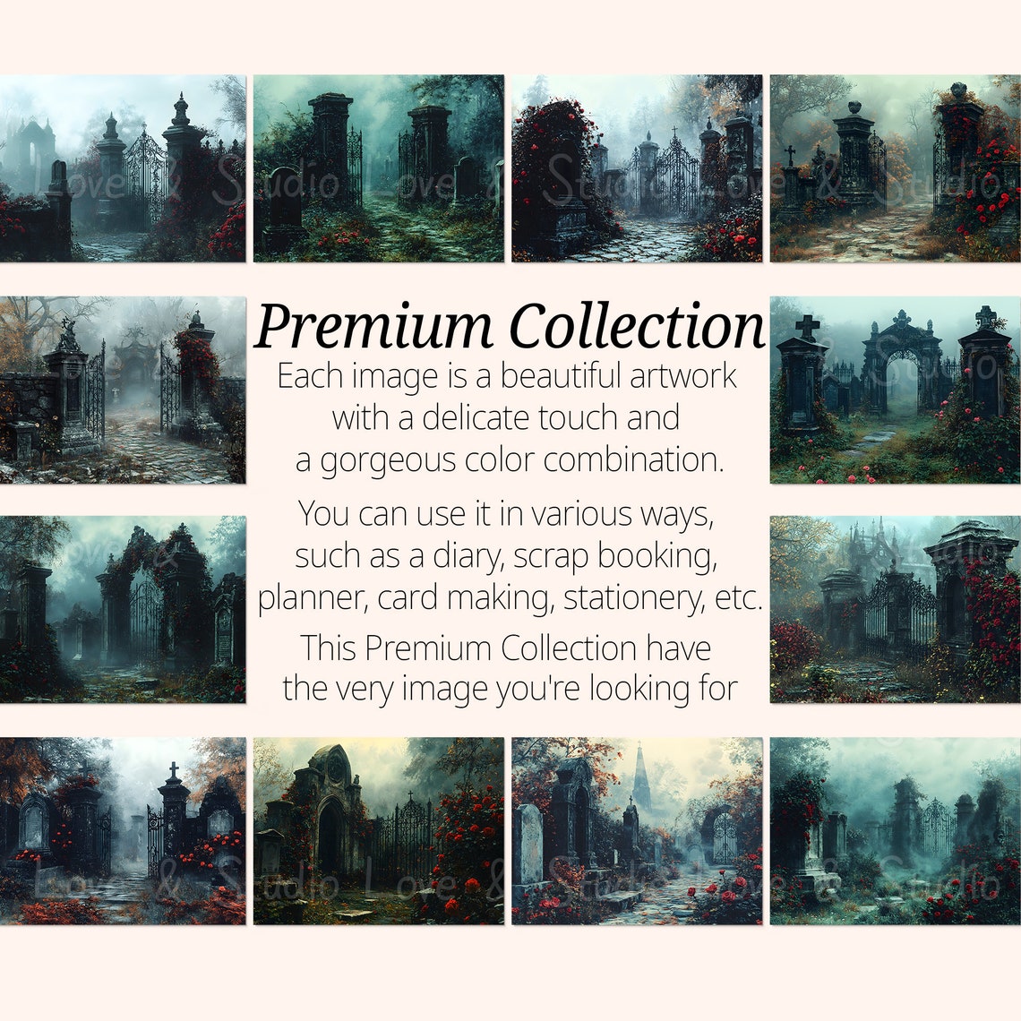 25 Gothic Dark Graveyard Digital Paper, Printable Gothic Romance ...
