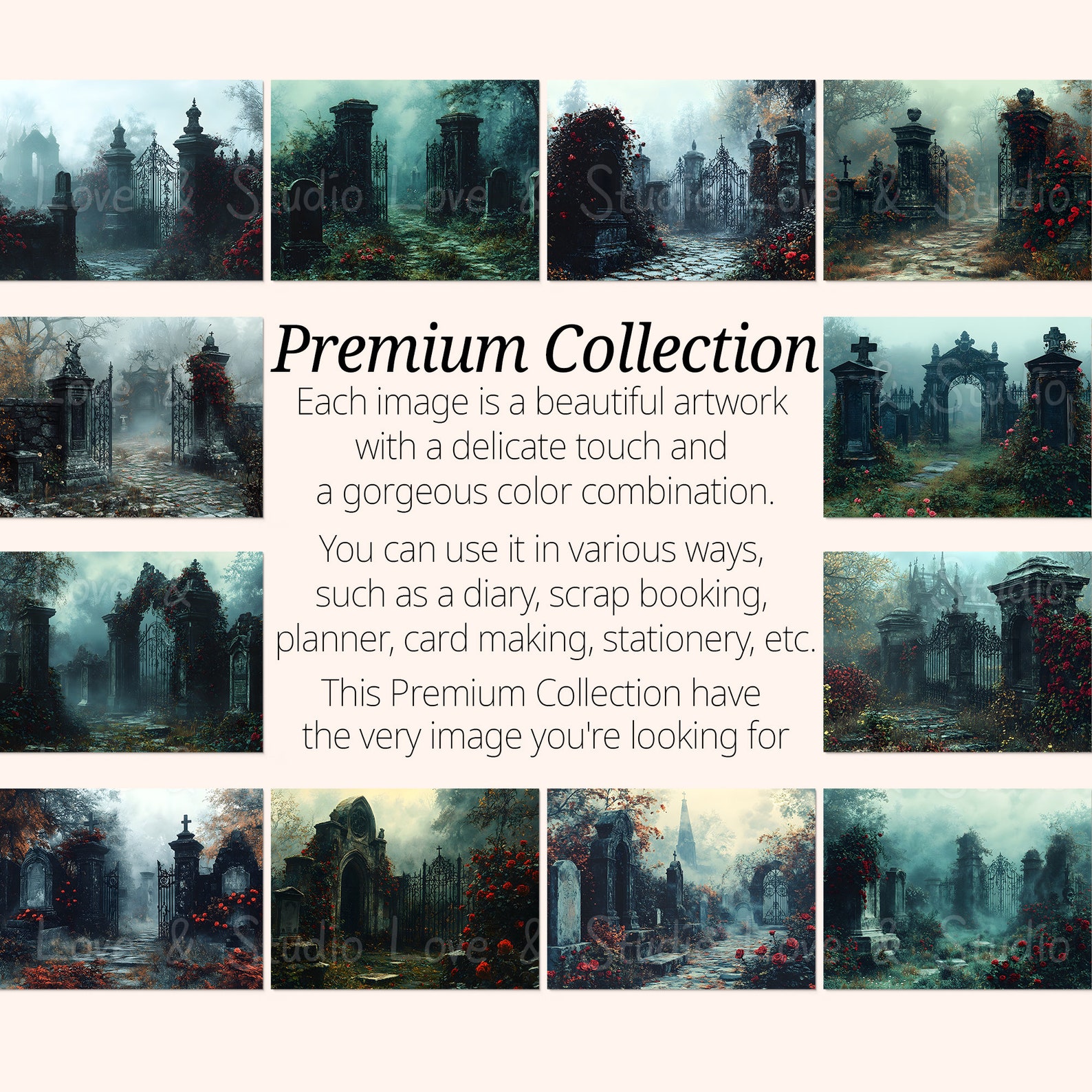 25 Gothic Dark Graveyard Digital Paper, Printable Gothic Romance ...