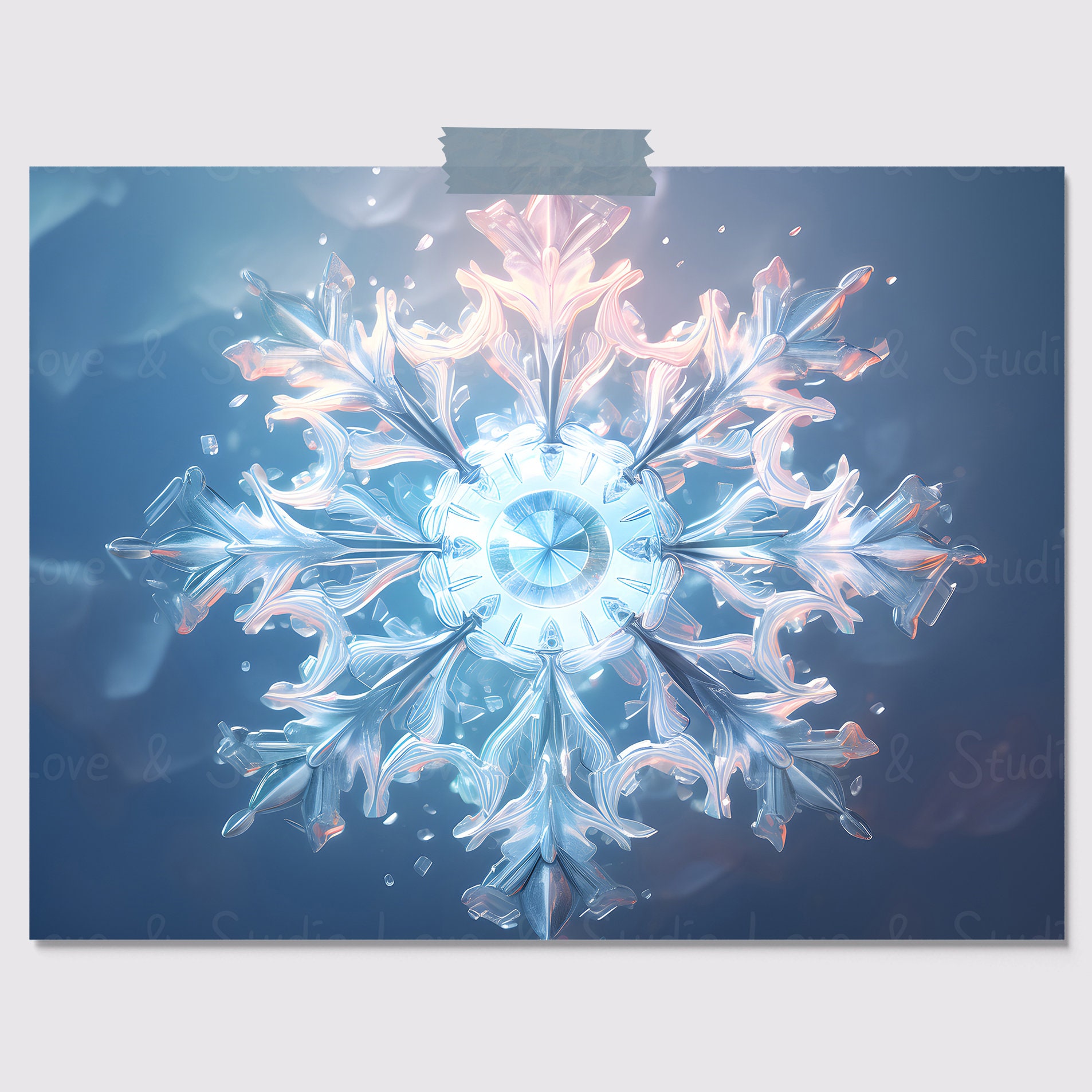 25 Ice Crystal Mandala Digital Paper, Printable Fantasy Snowflake, A ...