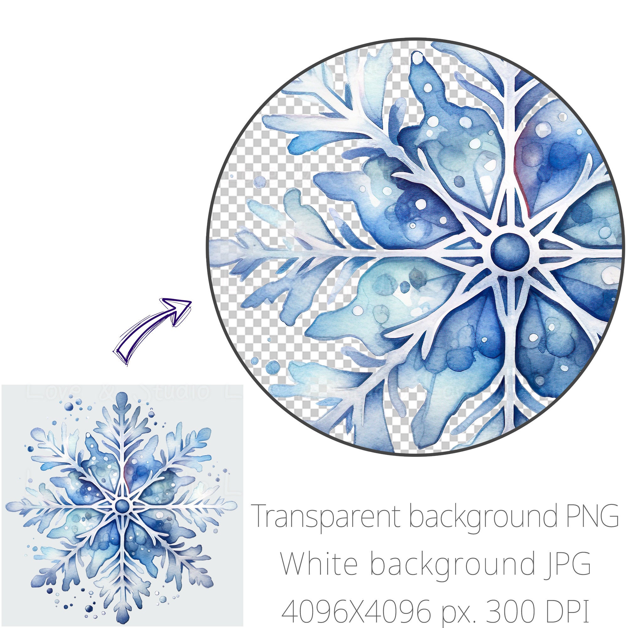 25 Watercolor Snowflake Clipart Christmas Party Digital - Etsy