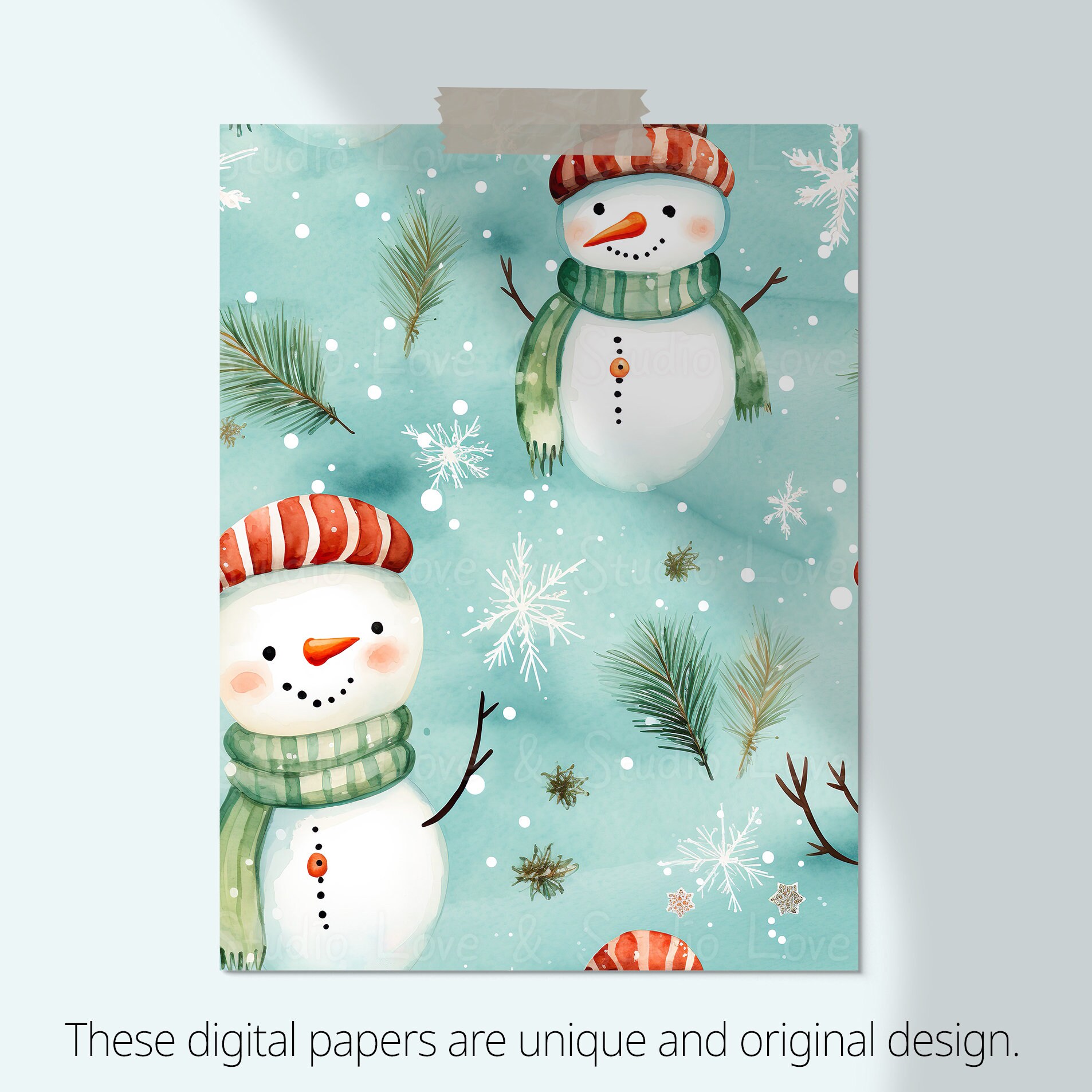 25 Snowman Seamless Digital Paper Snowflake Pattern. - Etsy