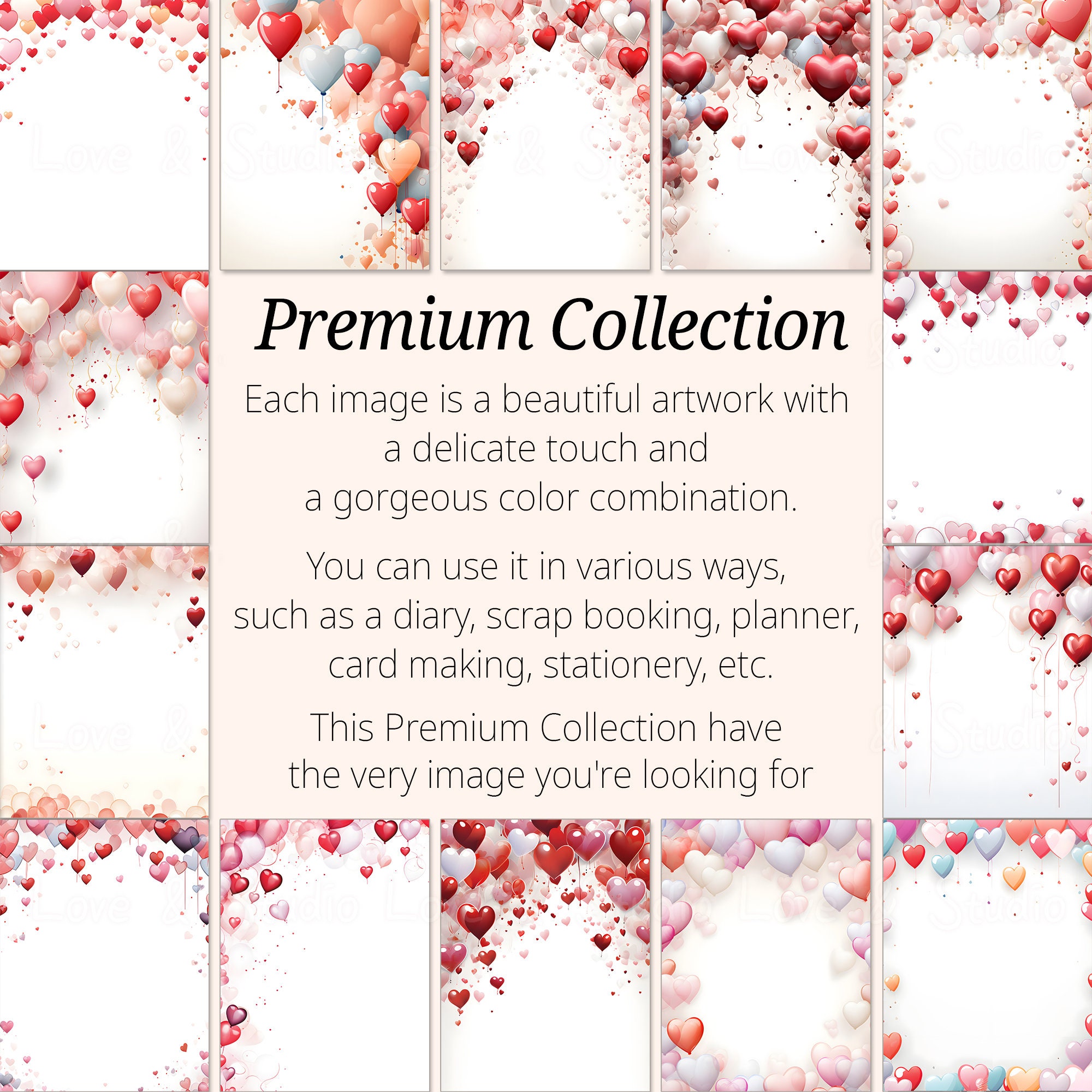 25 Heart Balloon Printable Love Letter Paper Valentine's - Etsy