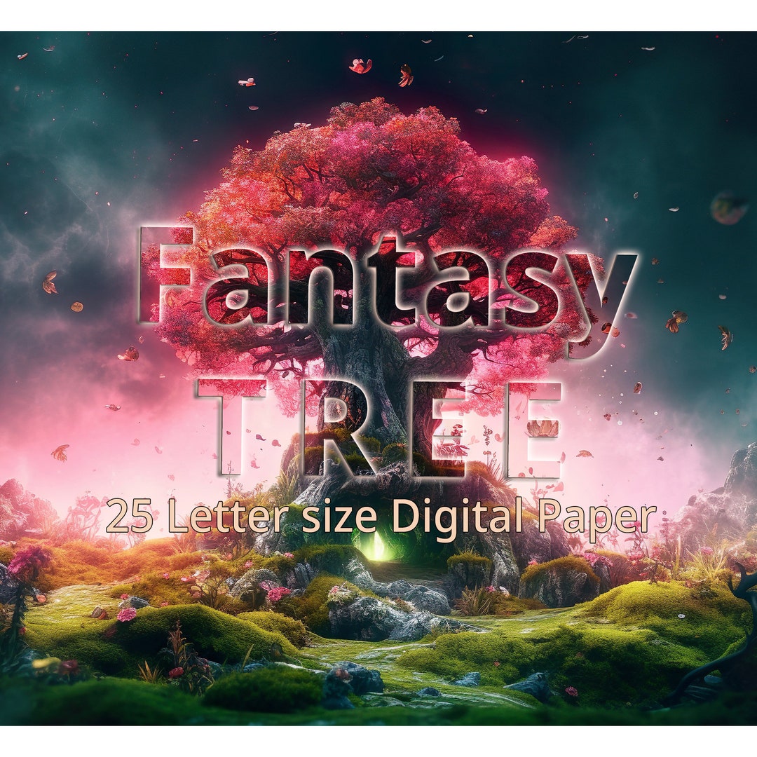 25 Enchanted Fantasy Tree Digital Paper, Printable Mysterious Moss ...