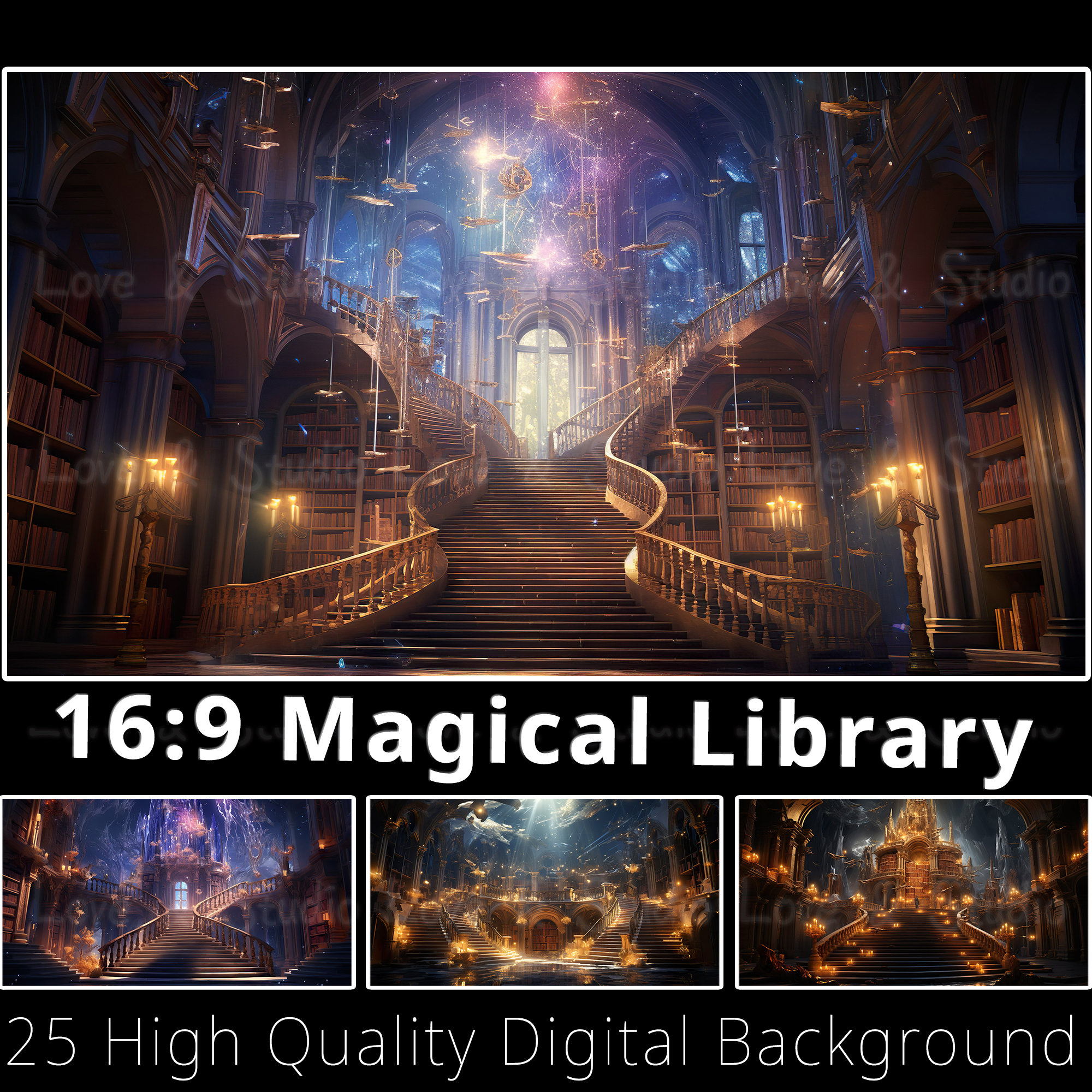 25 Magical Library 16:9 Background. Samsung Frame TV Art. Youtube ...