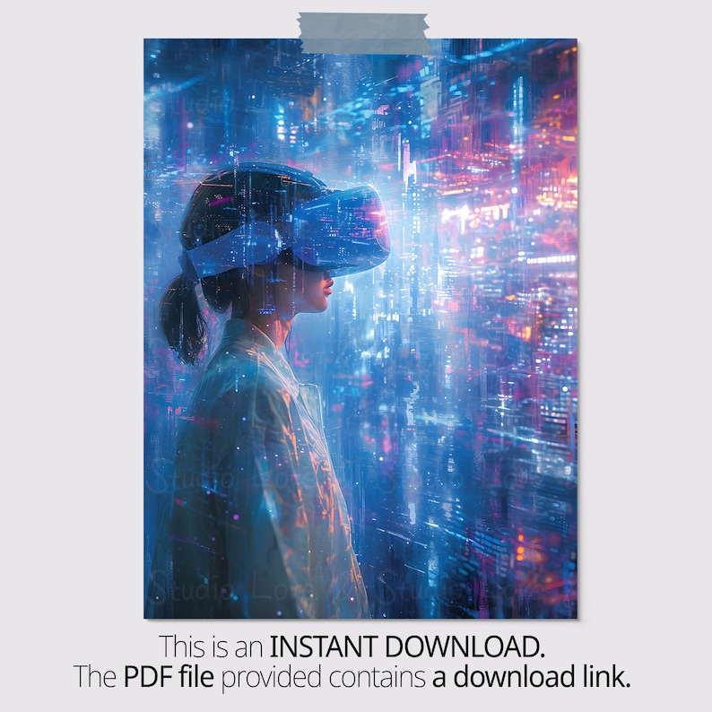 25 Virtual Reality Hub Digital Paper, Printable Sci-fi Futuristic ...