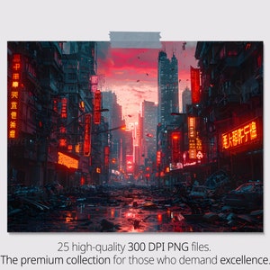 25 Cyber Collapse Digital Paper, Dystopian Post Apocalyptic Artwork ...