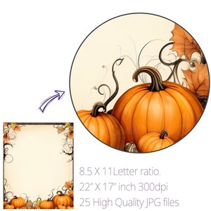 25 Pumpkins and Bats Printable Letter Paper, Halloween Page Border ...