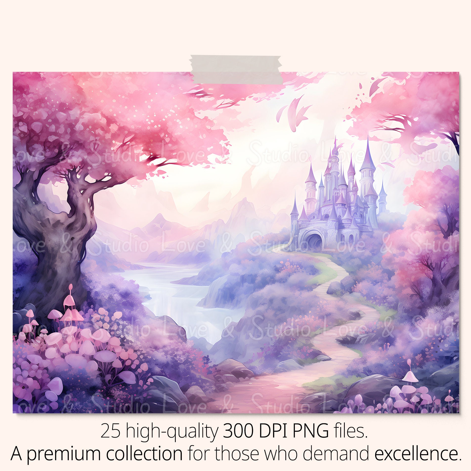 25 Pastel Enchanted Fairy Forest Digital Paper, Horizontal Type. Soft ...