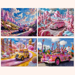 25 the Candyland Cruiser Car Digital Paper, Printable Adventure Vehicle ...