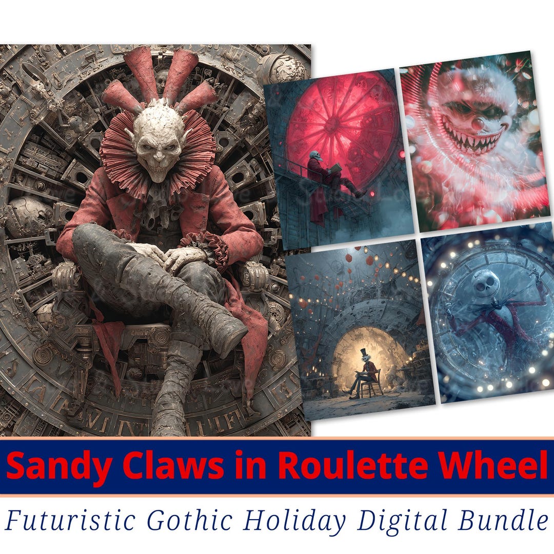 25 Sandy Claws in Roulette Wheel PNG Bundle, Christmas Nightmare ...