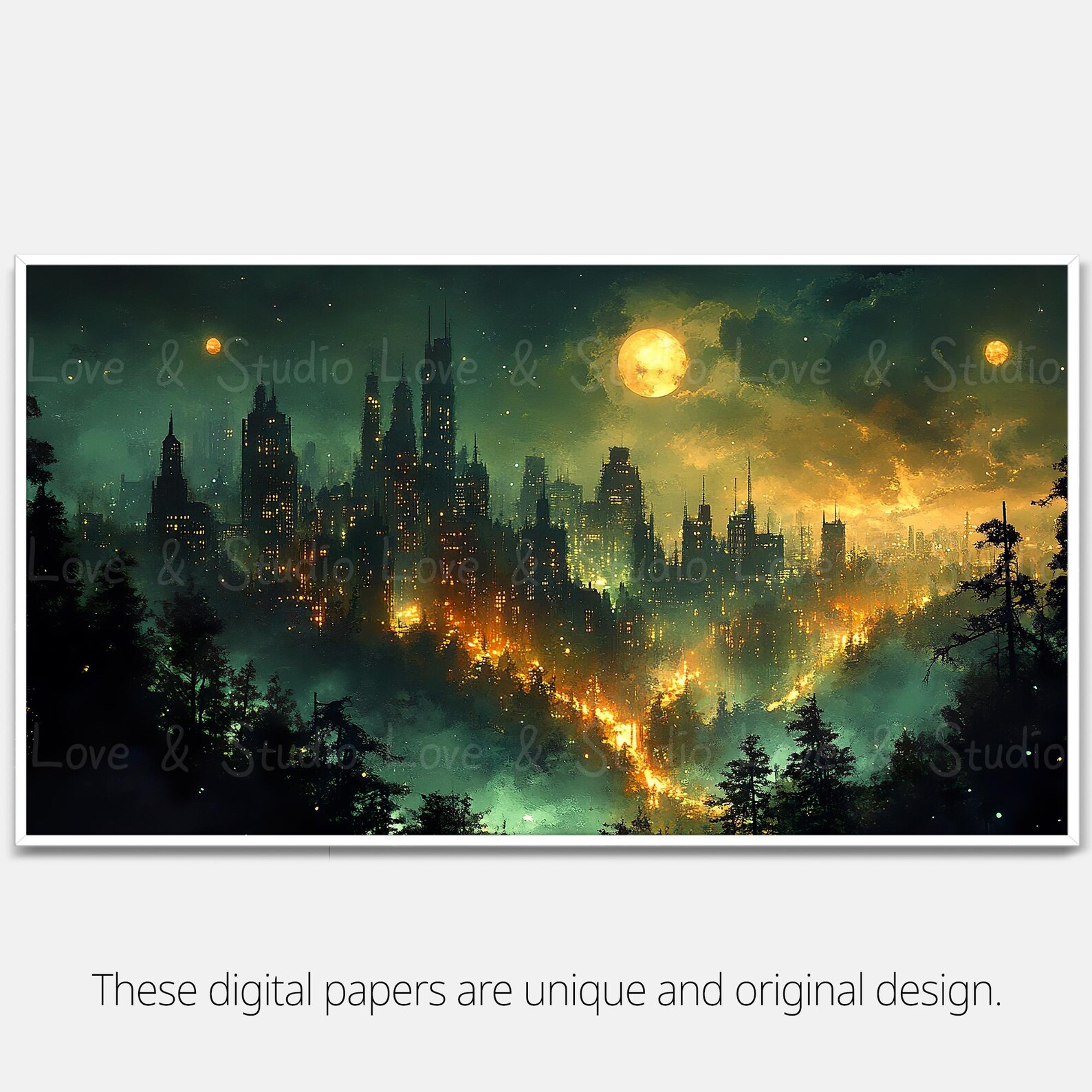 16:9 the Glow District Digital Background. 25 Dystopian Future Clipart ...