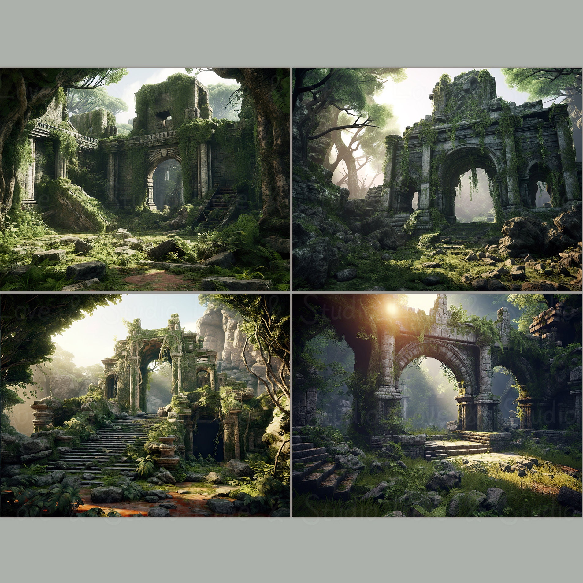 25 Ancient Ruins Digital Paper, Printable A Mystical Landscape, A ...