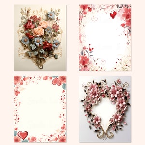 25 Love Letters Printable Letter Paper, Valentine's Day Page Border ...