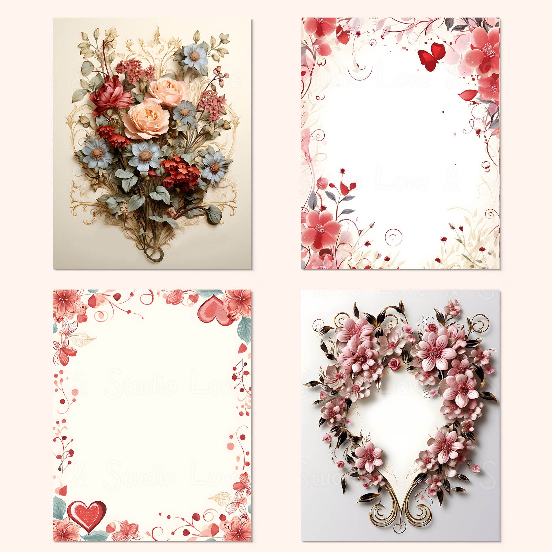 25 Love Letters Printable Letter Paper Valentine's Day - Etsy