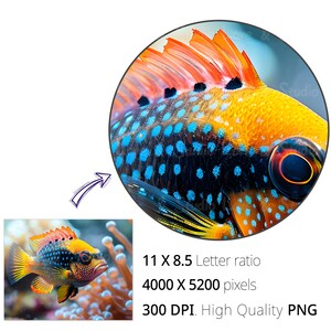 25 Colorful Discus Fish Portrait Digital Paper, Printable Realistic ...