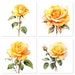 25 Yellow Rose Clipart. Digital Floral Watercolor Illustration. Elegant ...