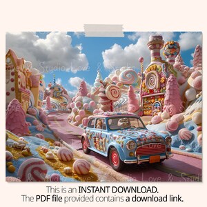 25 the Candyland Cruiser Car Digital Paper, Printable Adventure Vehicle ...