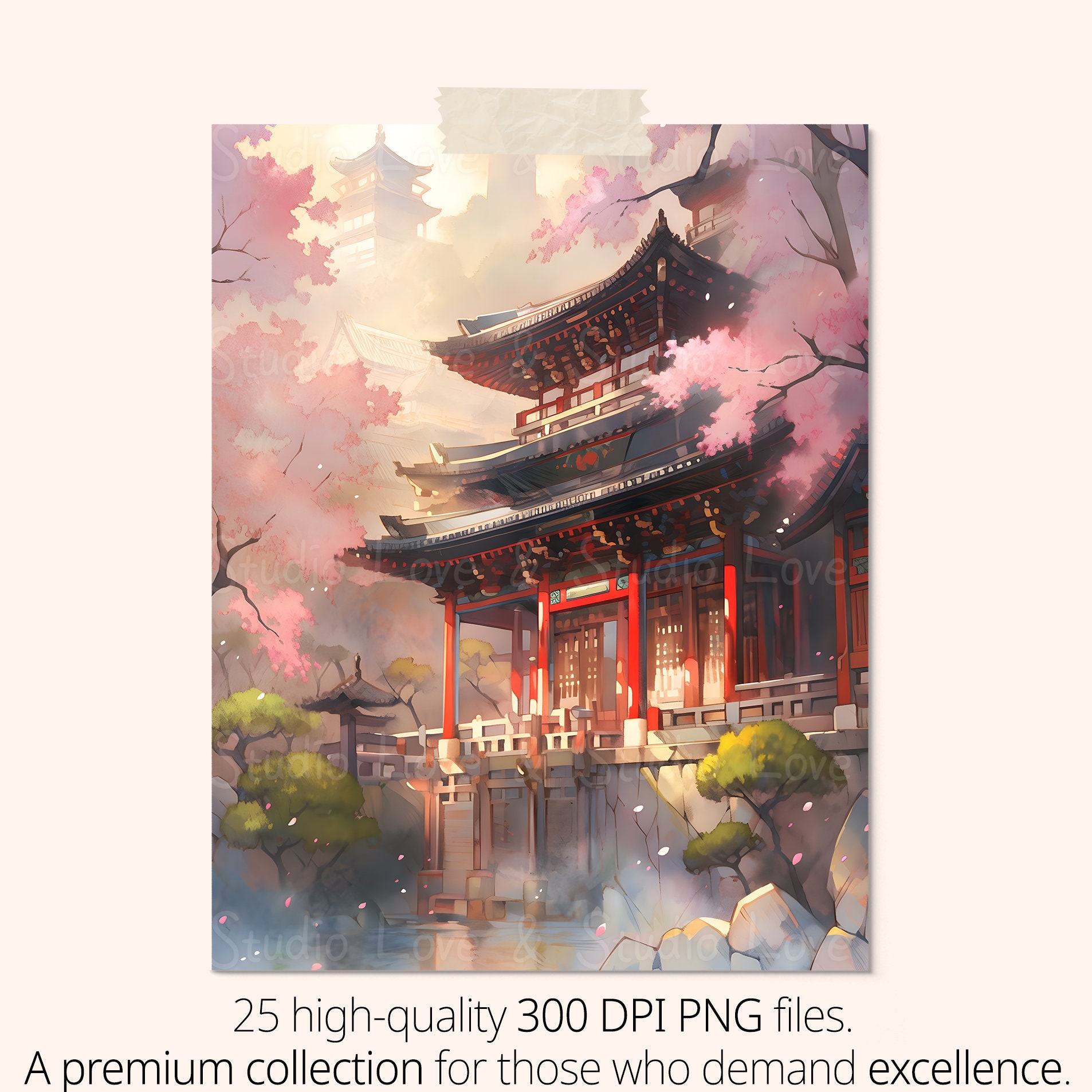 25 Seoul, South Korea Digital Paper, Watercolor Ancient Palaces Clipart ...