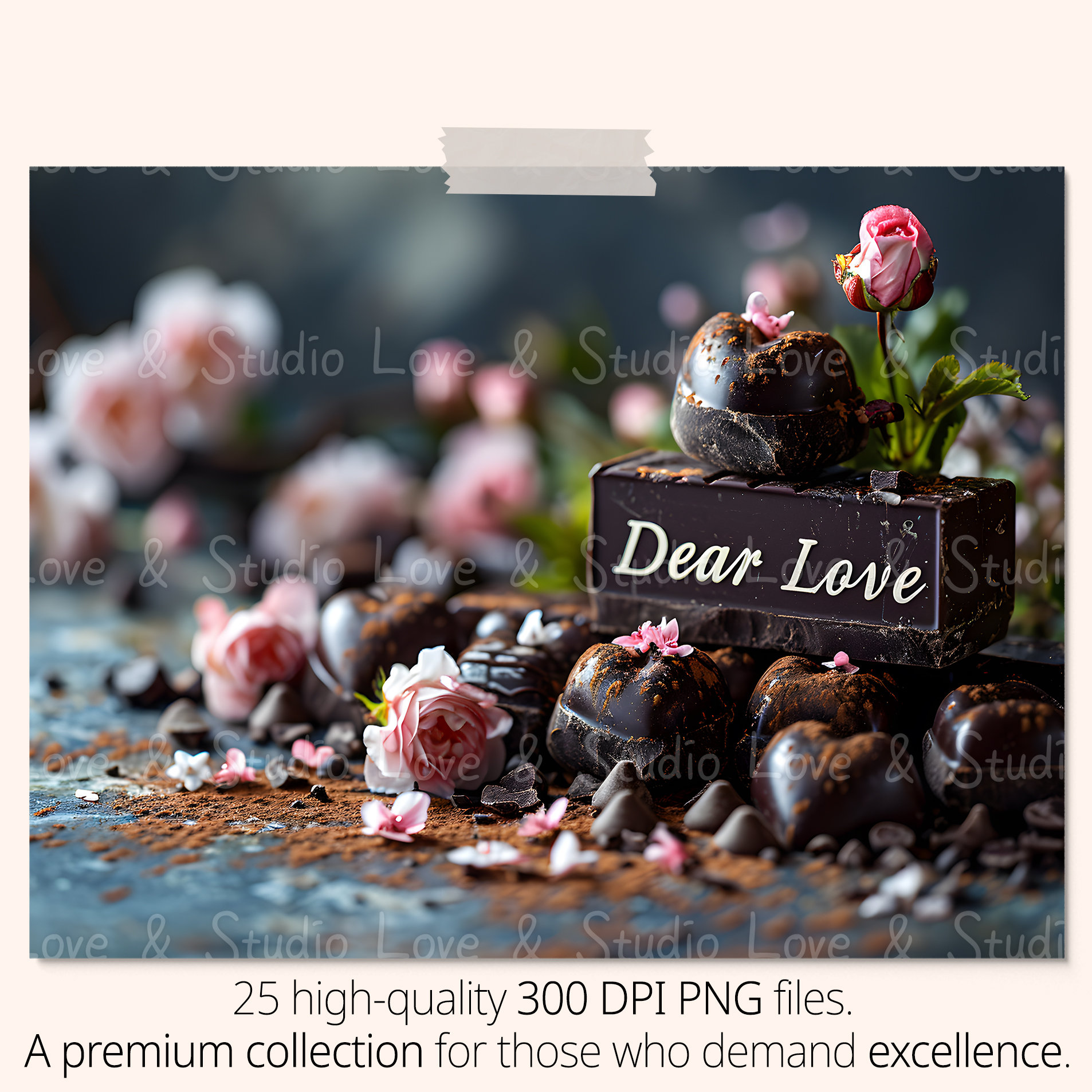 25 Dear Love in a Chocolate Digital Paper, Card Design for Valentine ...