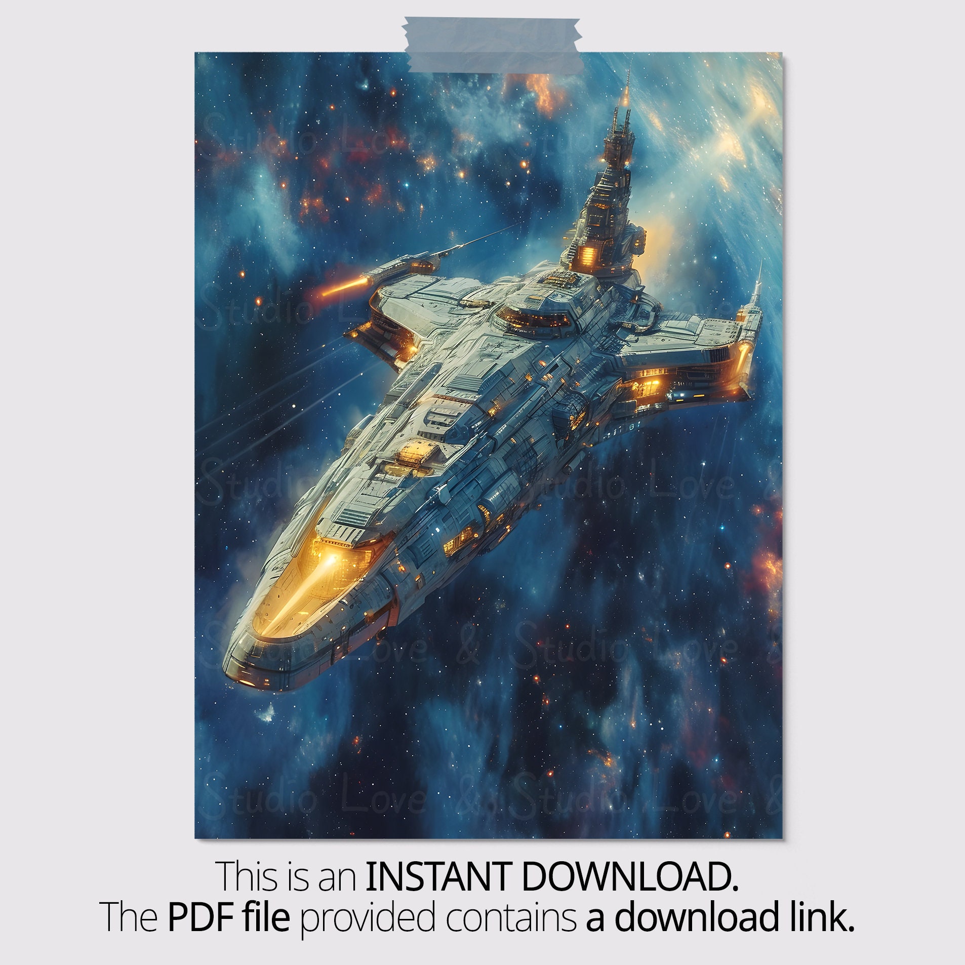 25 Spacecraft Station Digital Paper, Printable Dystopian Futurescapes ...